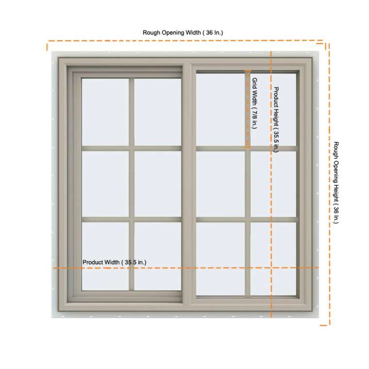 36x36 35.5x35.5 Vinyl Window Sliding With Colonial Grids Grilles - Euro ...